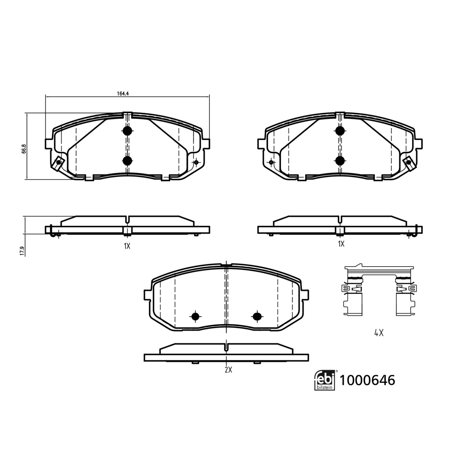 febi | 1000646 | Juego de forros de freno | bilstein group partsfinder ...