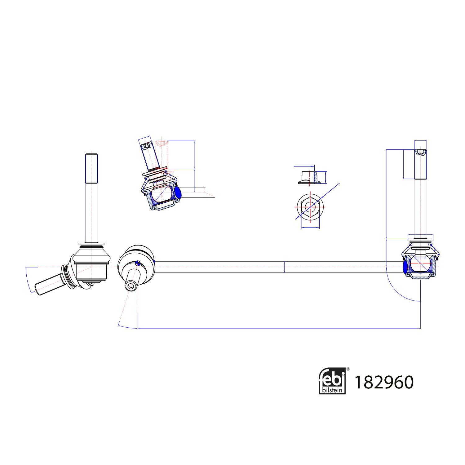 febi | 182960 | Stabilizer Link with lock nuts | bilstein group ...