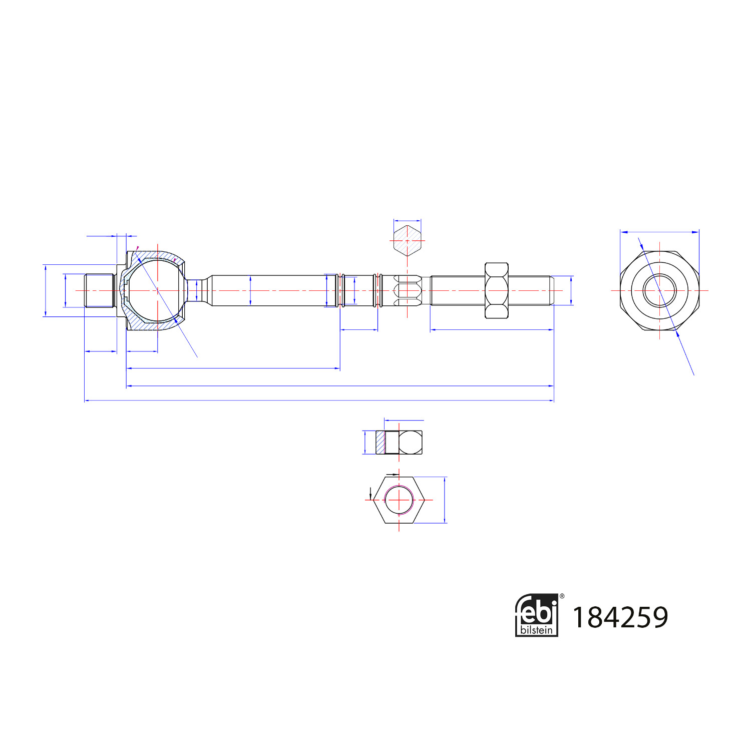 febi | 184259 | Inner Tie Rod with steering boot set | bilstein group ...