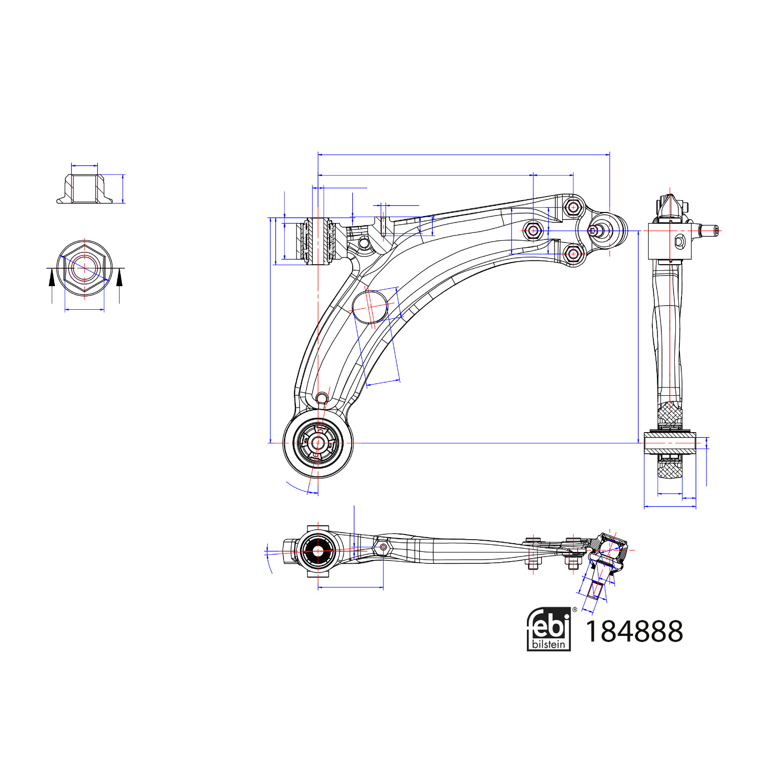 febi | 184888 | Control Arm with bushes and joint | bilstein group ...