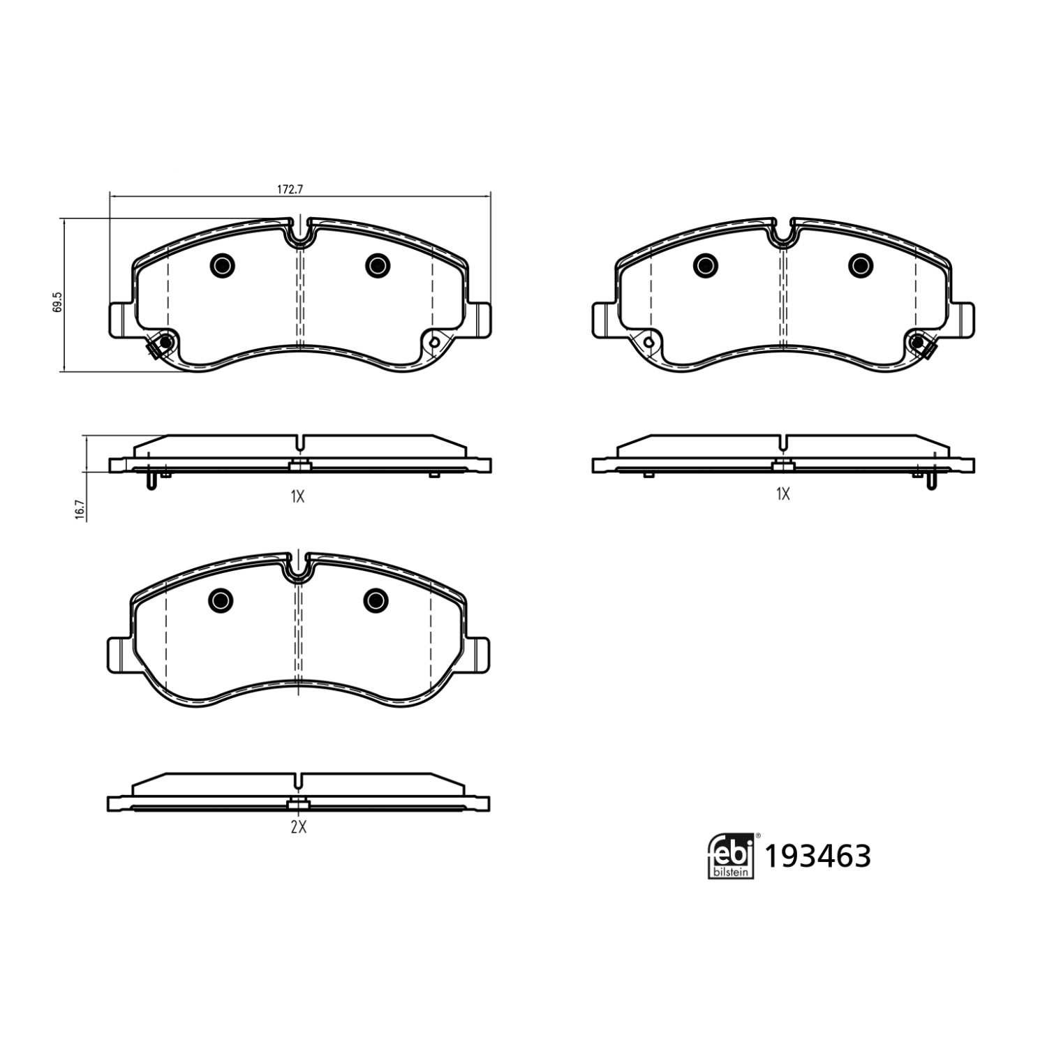febi | 193463 | Brake Pad Set | bilstein group partsfinder | Official ...